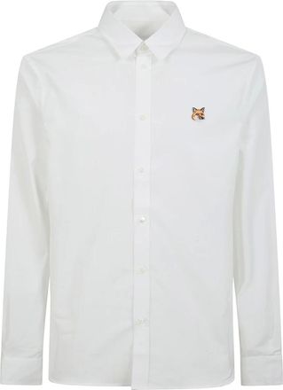 Maison Kitsun&eacute; Homme, Chemises, Blanc, Taille: XL Fox Head Embroidery Casual Shirt