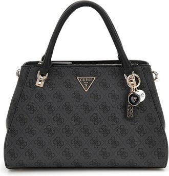 Guess Damen Noelle Ii Luxury Satchel, Umh&auml;ngetasche, Kohle-Logo