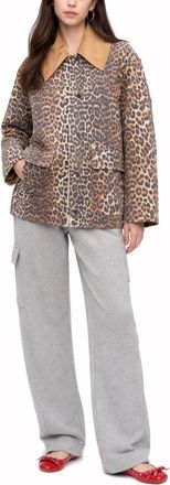 Ganni Leopard Print Hemp & Organic Cotton Jacket - Brown