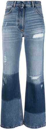 Palm Angels x Moncler jean droit &agrave; effet us&eacute; - Bleu