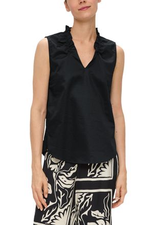 s.Oliver &Auml;rmellose Popeline-Bluse mit Raffung und geschlitztem Saum