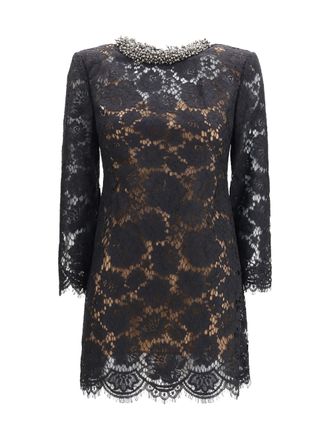 Self Portrait Womens Dress, Lace Long-Sleeve Mini - Black Polyamide