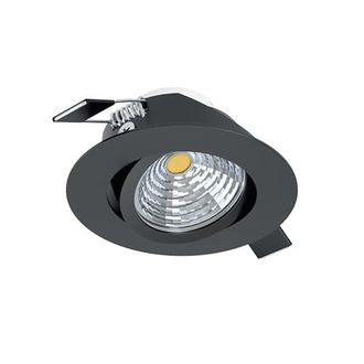 Eglo LED Einbaustrahler Saliceto, Deckenspot dimmbar, runder Deckenstrahler flach, Aluminium in Schwarz, warmwei&szlig;, &Oslash; 8,8 cm