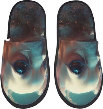 Generic Pantoufles à Hiver Adorable imprimé de chiot chihuahua et de fleurs Classiques Chaussons Femme élégant Antidérapant Pantoufles Maison Intérieur Femme 