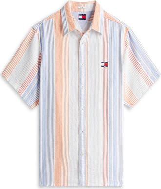Tommy Hilfiger Kurzarm-Strickhemd aus Baumwolle mit Streifenmuster, Relaxed Fit in