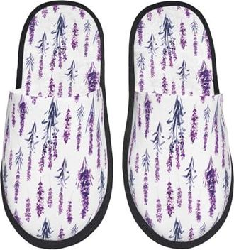 Generic Chaussons Femme Homme Imprim&eacute; Fleurs De Lavande Maison Chaussures Confort Doubl&eacute;es En Peluche Pantoufles DExt&eacute;rieur, Pour F&ecirc;te, Mariage, Hommes, M