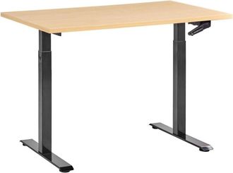 Beliani Beliani - Schreibtisch Hellbraun u. Schwarz Melamin 120x60 cm Manuell Höhenverstellbar Rechteckig Kurbel Metallgestell Modern Büro Steh-Sitz Stehtisch