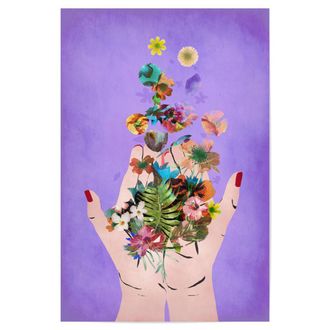artboxONE Poster 30x20 cm Floral Fridas Handss (Purple) - Bild Frida Frida Frida Kahlo