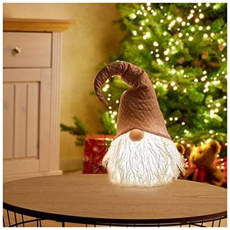 Com-Four Nain de No&euml;l Premium avec LED comme d&eacute;coration de No&euml;l, Nain scandinave avec lumi&egrave;re LED Blanc Chaud, Nain d&eacute;coratif illumin&eacute; [la s&eacute;lection varie] (01