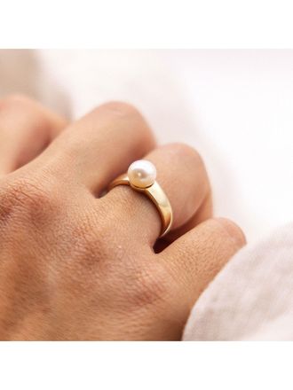 Fascination by Ellen K Ring Gold 375 Perle wei&szlig; 7,5-8mm