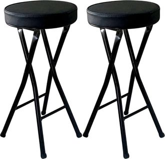 Generic 2er-Set Gepolsterter Klappbarer Hochstuhl, Tragbarer Frühstücksbarhocker für die Küche, mit Fußstütze, Küchenstuhl(Black)