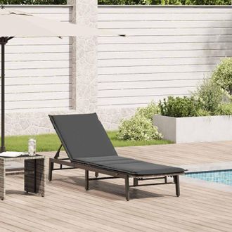 vidaXL Sonnenliege mit Auflage Hellgrau Poly Rattan - Vidaxl