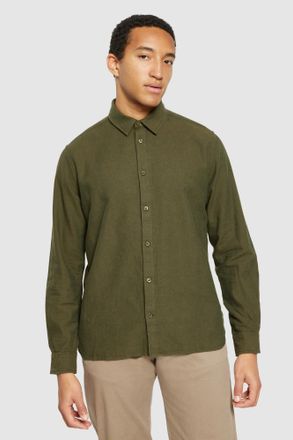 Knowledge Cotton Apparel Herren vegan Flanellhemd Dune Regular Forest Night Gr&uuml;n