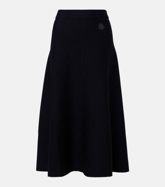 Moncler Jupe midi en laine m&eacute;lang&eacute;e