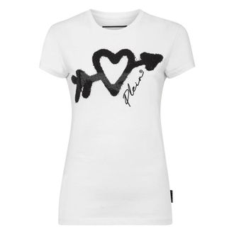 Philipp Plein Femme, Tops, Blanc, Taille: 36 FR T-Shirt Col Rond