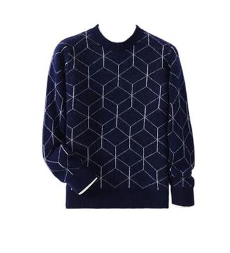 Generic Pull à col rond en tricot épais pour homme - Automne et hiver - Pull décontracté en laine unie, noir foncé, S