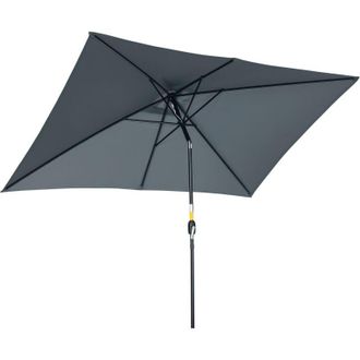 OUTSUNNY Parasol inclinable rectangulaire m&eacute;tal polyester haute densit&eacute; 2,95L x 1,95l x 2,4H m gris