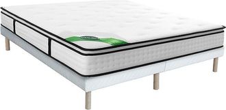 Vente-Unique Set 180 x 200 cm - Boxspringbett + Taschenfederkernmatratze 7 Zonen mit integriertem Topper und Bambusbezug 23 cm - TAREVO von NATUREA