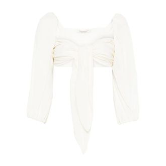 Philosophy di Lorenzo Serafini Femme, Blouses et Chemises, Blanc, Taille: 40 FR Knot-Front Crop Top