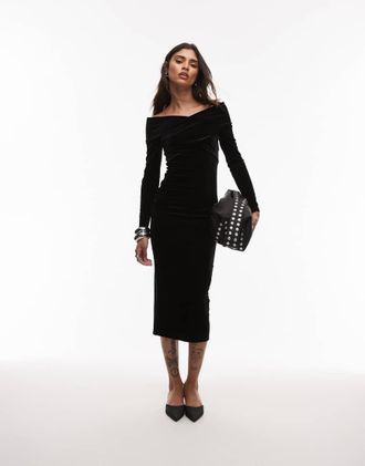 AllSaints Delta - Samtkleid in Schwarz