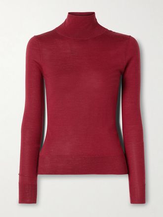 Carolina Herrera Pull À Col Montant En Laine Et Soie Mélangées - Rouge