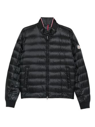 Moncler veste de moto &agrave; effet us&eacute; - Noir