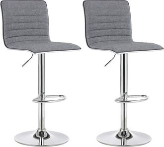 Songmics Songmics - Lot de 2 tabourets de Bar chromé revêtement en Tissu Hauteur réglable rotative à 360°Grande Base Ø41 cm Gris LJB15G