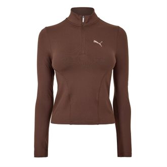 Puma Fleece-Oberteil f&uuml;r Damen, mit halbem Rei&szlig;verschluss (Espresso Braun)
