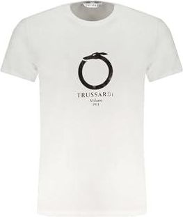 Trussardi T-Shirt &agrave; Manches Courtes et col Rond pour Homme avec Logo imprim&eacute; en Pur Coton Article TRU2MTS03, 01 White, XL