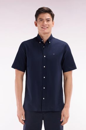 Eden Park Chemise &Agrave; Manches Courtes En Coton Marine Broderie Eden Park Coupe Droite