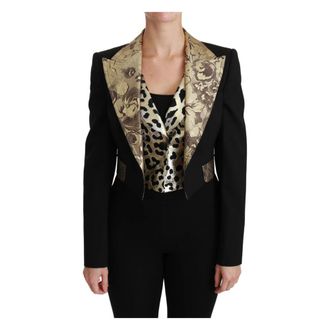 Dolce & Gabbana Luxuri&ouml;ses Blumen Jacquard Schwarz Gold Ensemble - - Jackets - Damen - Schwarzk - S