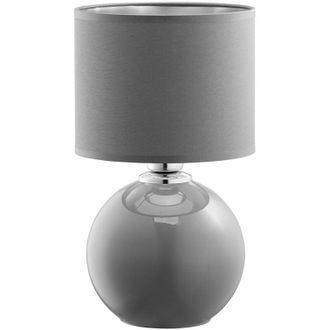 Licht-Erlebnisse Licht-erlebnisse - Tischleuchte Nachttischlampe Grau E27 36 cm Stoff Glas Modern Wohnzimmer Schlafzimmer