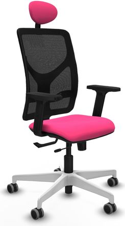 Piqueras y Crespo Computerstuhl mit 2D-Armen, h&ouml;henverstellbare Lendenwirbelst&uuml;tze und festes Kopfteil, ausgestattet mit Syncro/Traslack und Schneideschaum, Schwarz/Ros