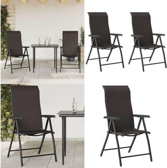 vidaXL Vidaxl - Chaises pliables jardin lot de 2 couleur caf&eacute; noir poly rotin - Chaise De Jardin - Fauteuil De Jardin - Mobilier De Jardin - R&eacute;sine Tress&eacute;e