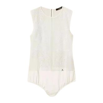 Twinset Femme, Tops, Blanc, Taille: 36 FR Body en tulle avec dentelle