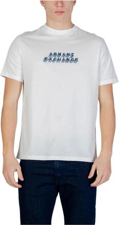 A|X Armani Exchange Homme, Tops, Blanc, Taille: XS T-shirt Imprim&eacute; Col Rond en Coton