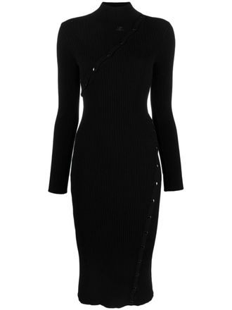 Courrèges robe en maille nervurée - Noir