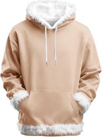 Generic Sweat-shirt unisexe doublé en polaire, couleur unie, manches longues, style manteau, pull à capuche dhiver pour homme, kaki, 6XL