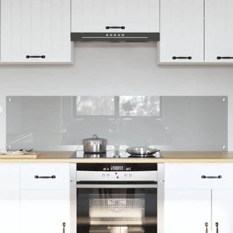 vidaXL K&uuml;chenr&uuml;ckwand 2 pcs Hellgrau 80 x 40 cm Geh&auml;rtetes Glas vidaXL
