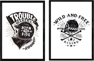 Nacnic Poster von Wild und frei von Motorrad. Dekorative Design-Klinge. A4-Gr&ouml;&szlig;e mit Rahmen