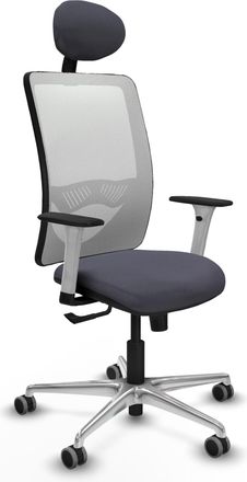 Piqueras y Crespo Schreibtischstuhl mit Rollen aus Gummi Zulema mit wei&szlig;en und schwarzen Armlehnen, h&ouml;henverstellbare Lendenwirbelst&uuml;tze und festes Kopfteil, ausgestatt