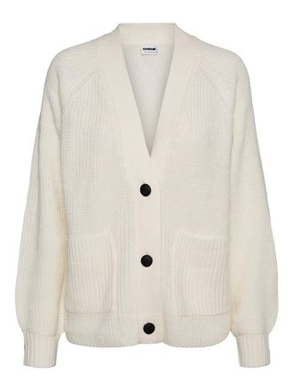 Noisy May Noisy May Damen Strickjacke | Langarm V-Ausschnitt Cardigan Knitted Basic | Stretch Sweater NMTIMMY, Farben:Wei&szlig;, Gr&ouml;&szlig;e:36