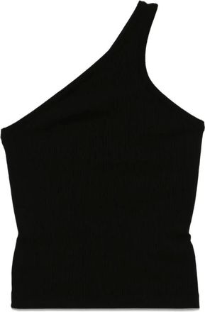 A Gold E Femme, Tops, Noir, Taille: 36 FR Haut côtelé noir sans manches à une épaule