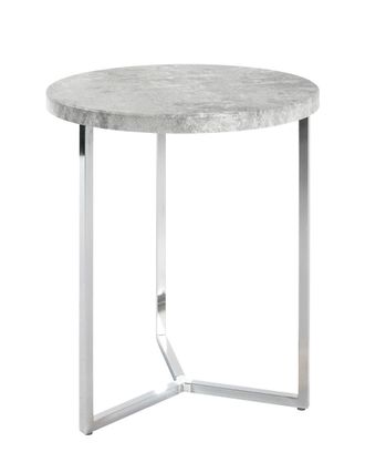 Haku Möbel Beistelltisch betonoptik, Chrom, MDF, Metall - Maße: H 54 cm x Ø 45 cm, Style: Modern