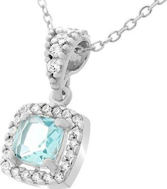 Orphelia Pendentif pour Femme avec chaîne en Argent 925 rhodié et zircone Bleu Brillant -ZH-7199/TO, Argent Sterling, Zircone cubique