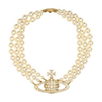 Vivienne Westwood Femme, Accessoires, Jaune, Taille: ONE Size Collier Choker Perles Ivoire