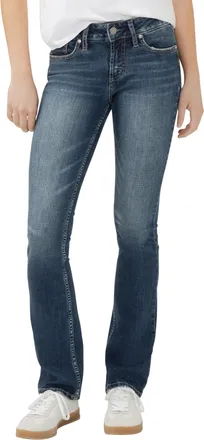 Silver Jeans Co Damen Suki Mid Rise Curvy Fit Slim Bootcut Jeans, Dunkle Vintage-Waschung, 28W x 31L