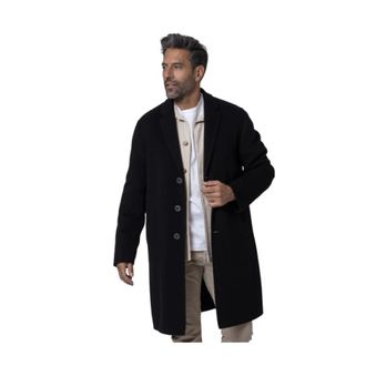 Herno Schwarzer Wollmantel- gerader Schnitt - - Coats - Herren - Schwarzk - XL