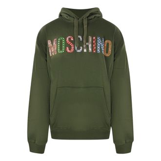 Moschino Kapuzenpullover In Gr&uuml;n Mit Mehrfarbiger Logo-stickerei