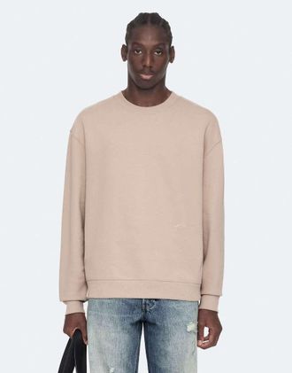 AllSaints Aston col rond rose poudr&eacute;